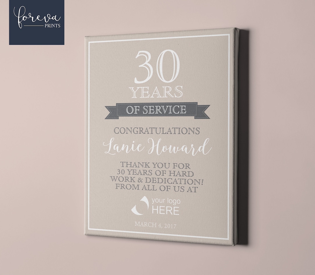 30 Year Work Anniversary - Custom Employee Recognition Gift Idea - 30th ...