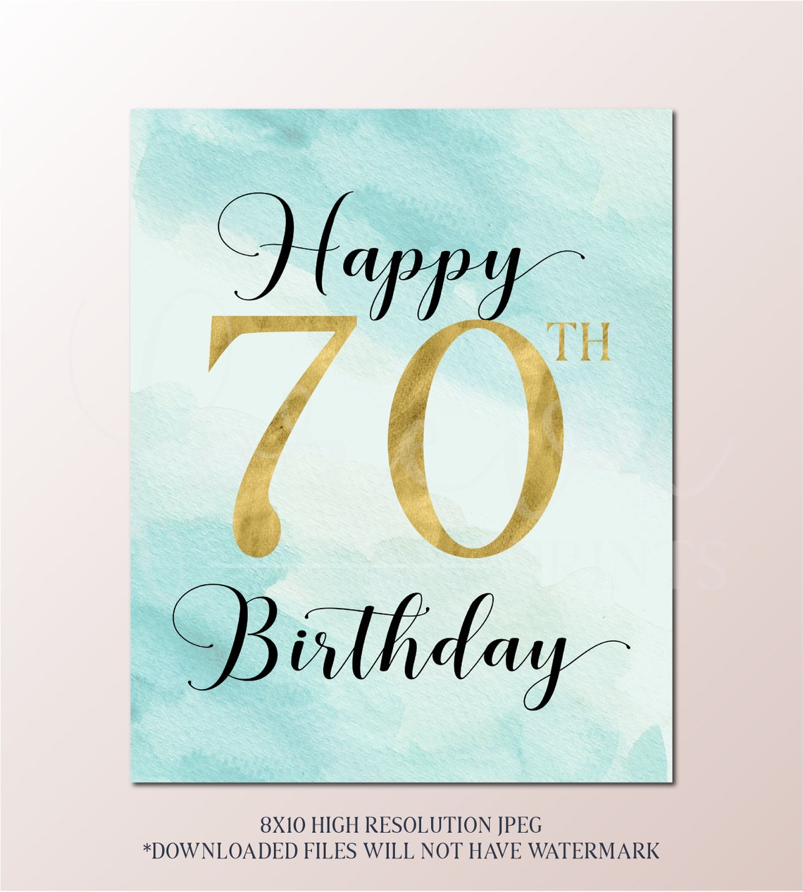 70th Birthday Signs Bundle - Blue Watercolour Party 2024 - Instant ...