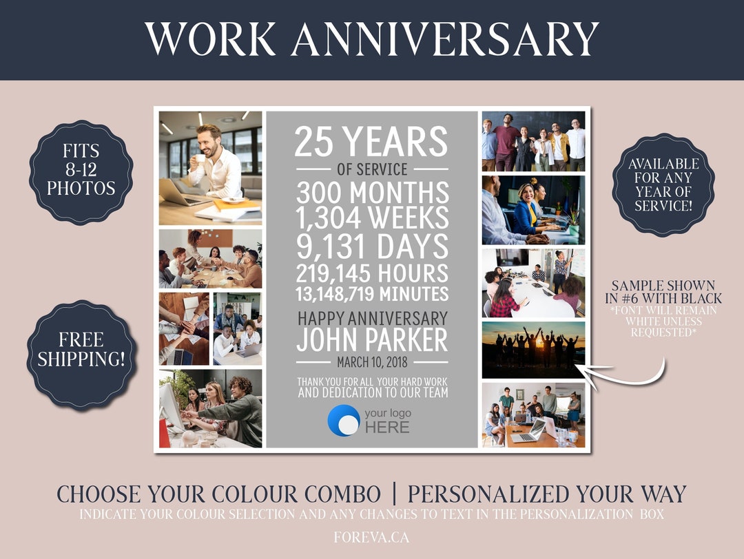 Work Anniversary Gift, Photo Collage, Employee Appreciation Present ...