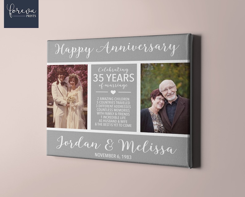 35th Anniversary Gift, 35th Wedding Anniversary, Then and Now Photo ...