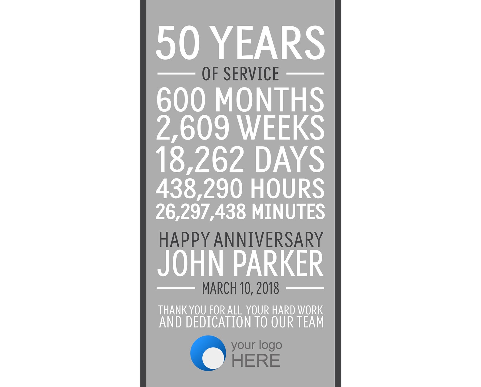 50th Work Anniversary Signatures Guest Book 50 Year Employee - Etsy