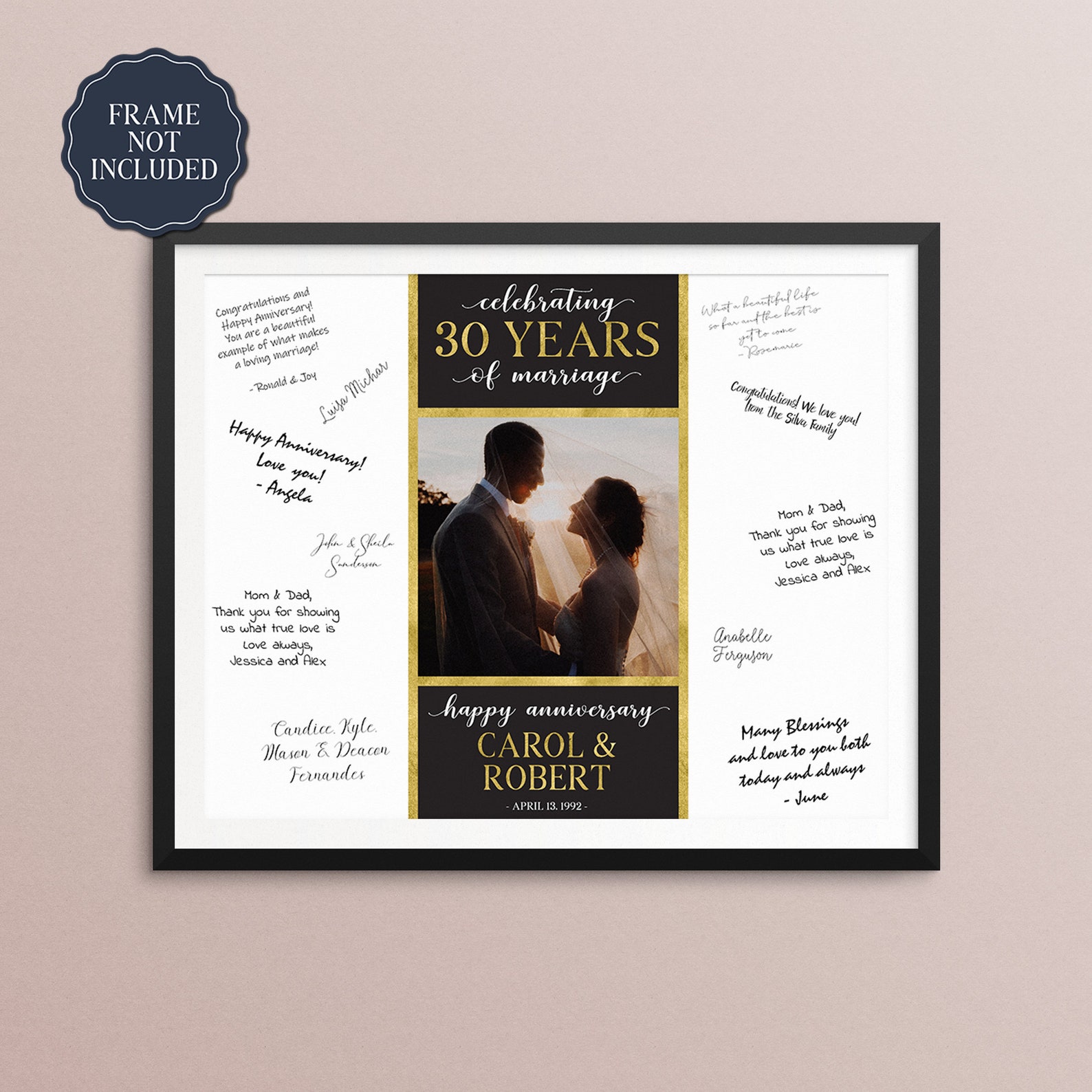 Wedding Anniversary Guestbook, Signature Poster, Personalized Photo ...