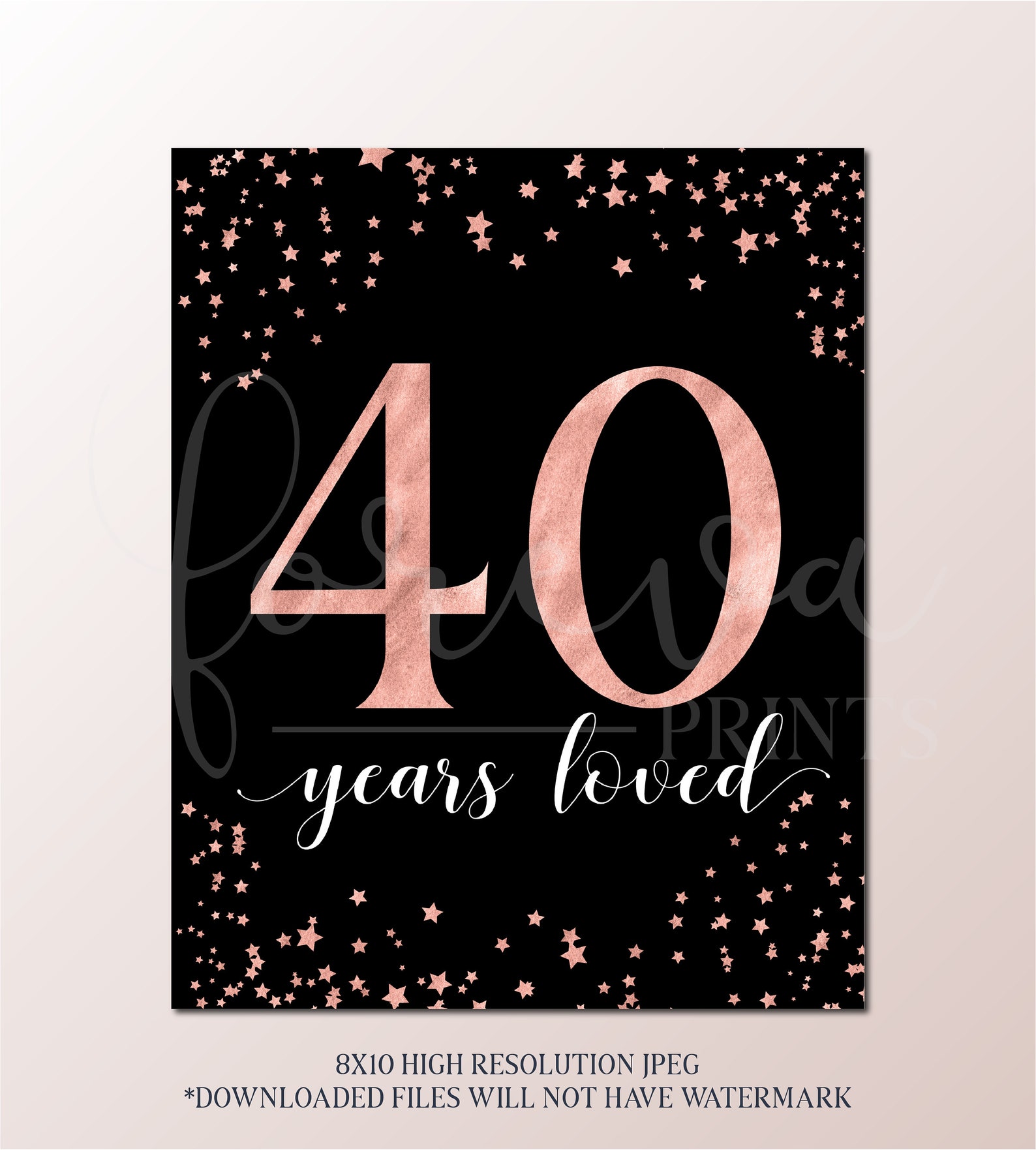 40th Birthday Signs Bundle - Black and Rose Gold Party 2025 - Instant ...