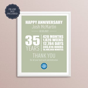 35 Year Work Anniversary - Custom Employee Recognition Gift Idea - 35th ...