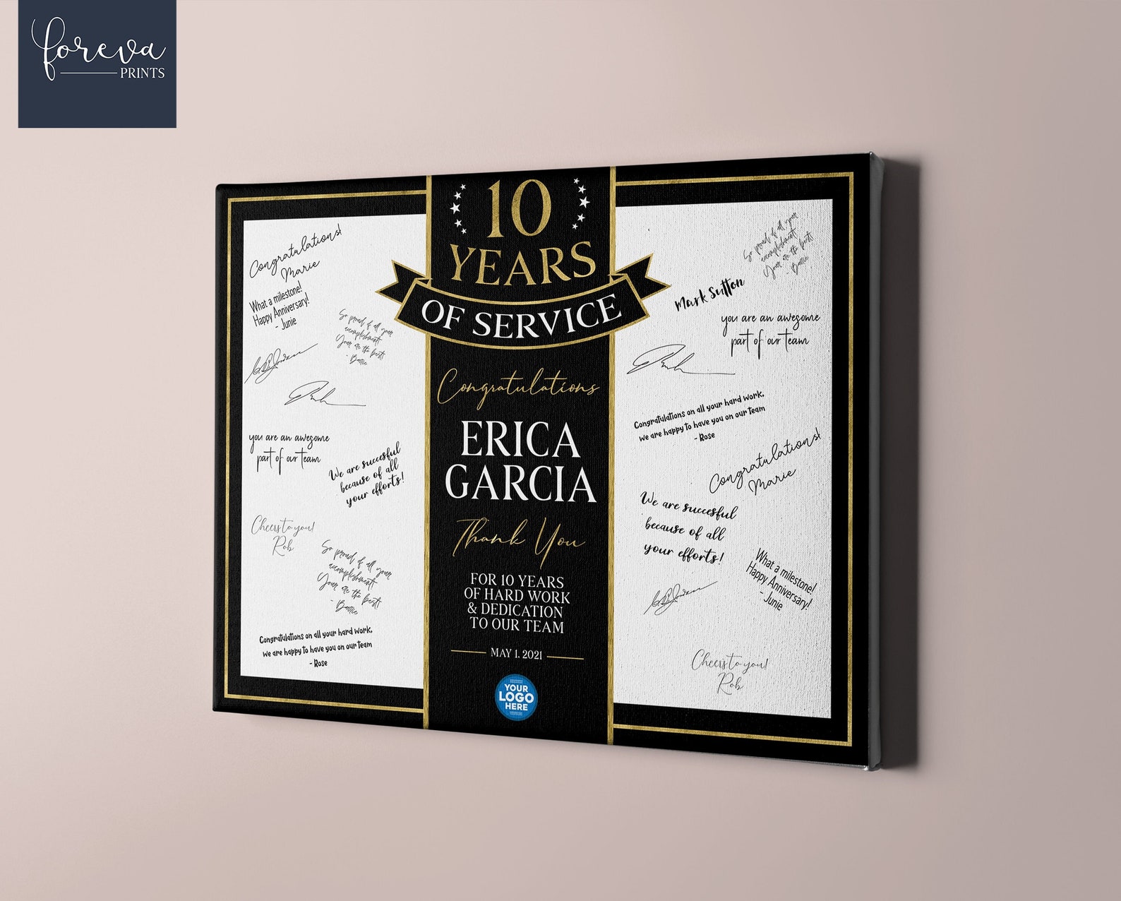 10th Work Anniversary Signatures, 10 Years Work Guest Book, Thank You ...