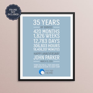 35 Year Work Anniversary - Custom Employee Recognition Gift Idea - 35th ...