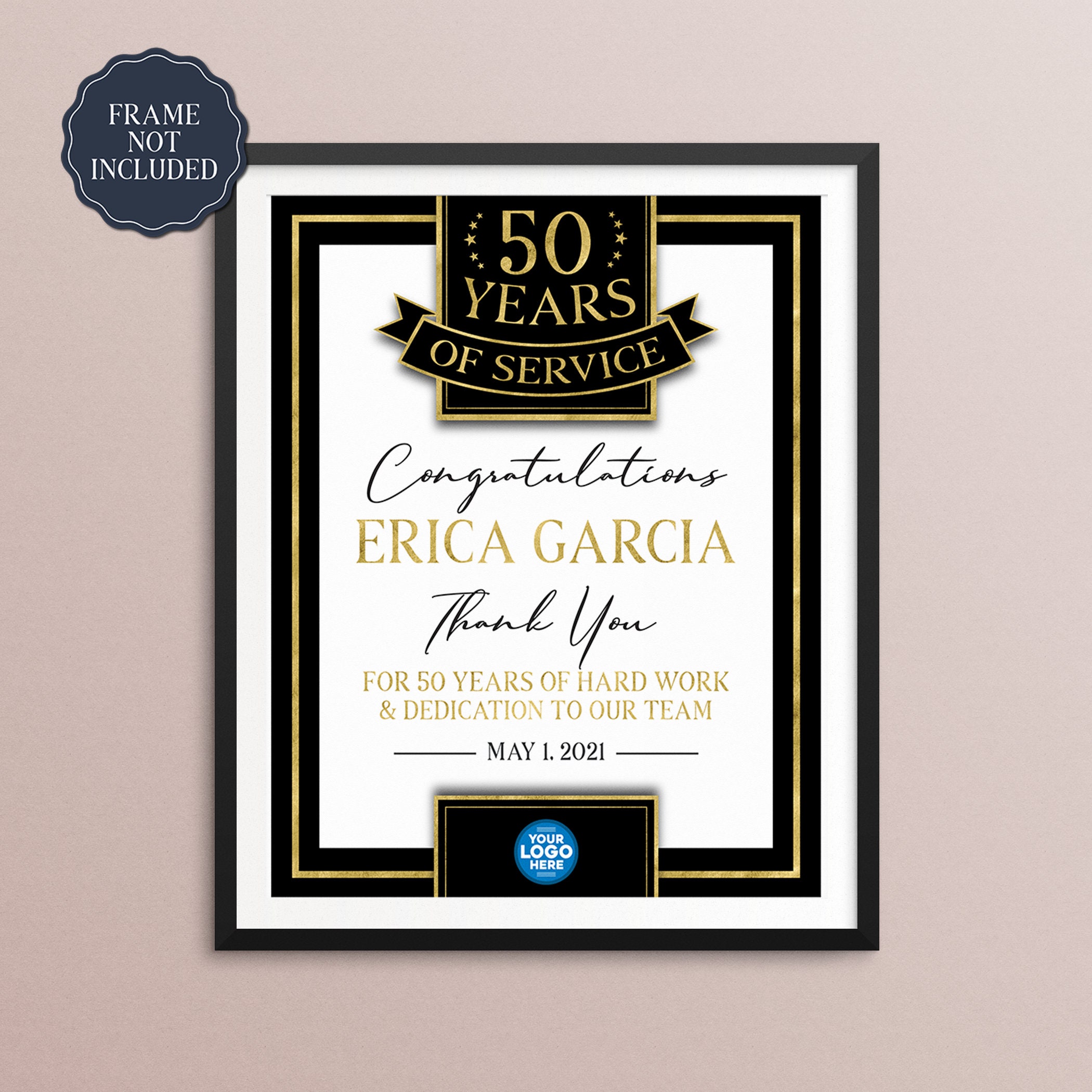 50th Work Anniversary Print, Work Gift Idea, Employee Anniversary Gift ...