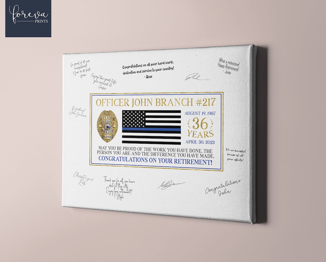 Police Retirement Gift, Cop Retirement Guestbook, Police Badge ...