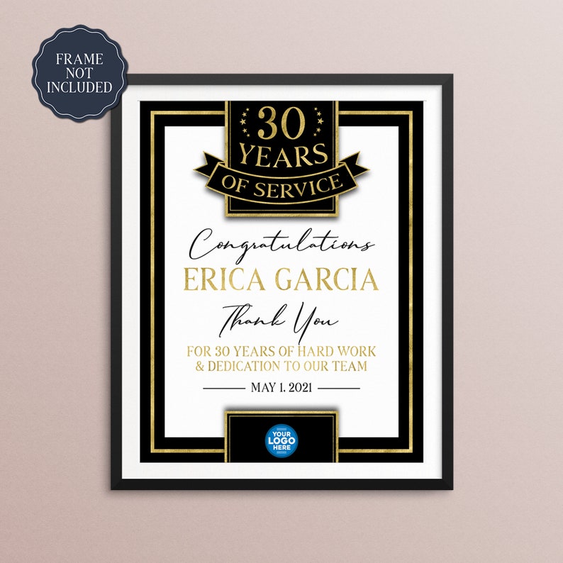 30th Work Anniversary Print Work Gift Idea Employee - Etsy