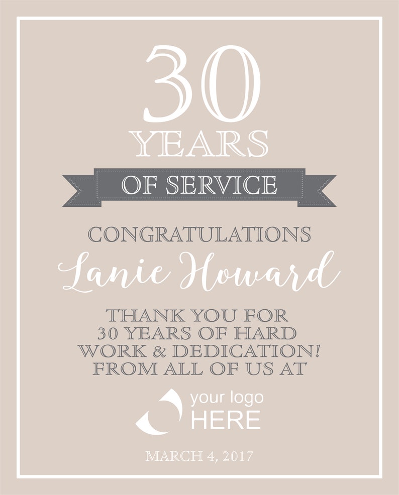 30 Year Work Anniversary - Custom Employee Recognition Gift Idea - 30th ...