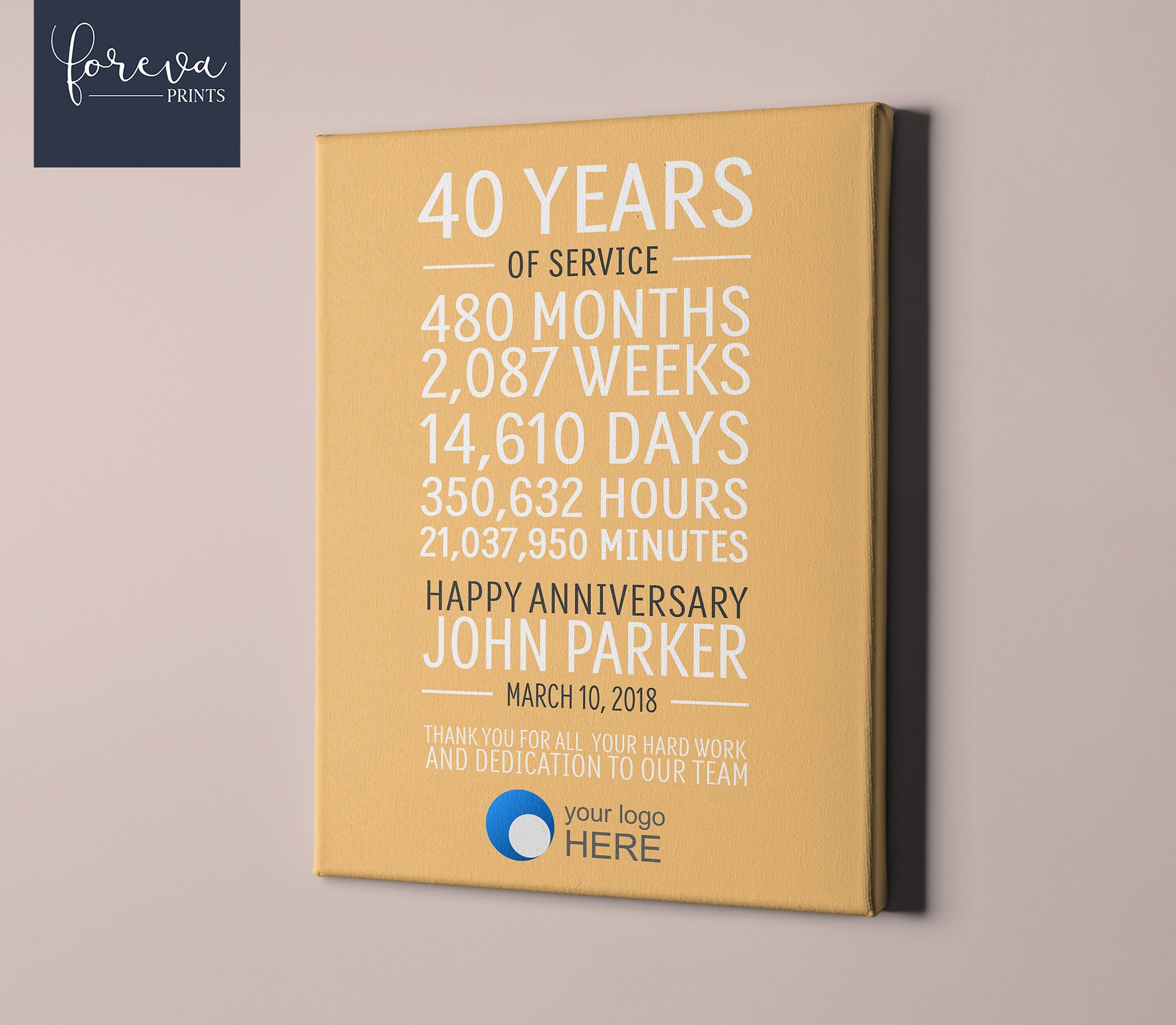 40 Year Work Anniversary Print Employee Gift 40 Years Of Etsy Hong Kong