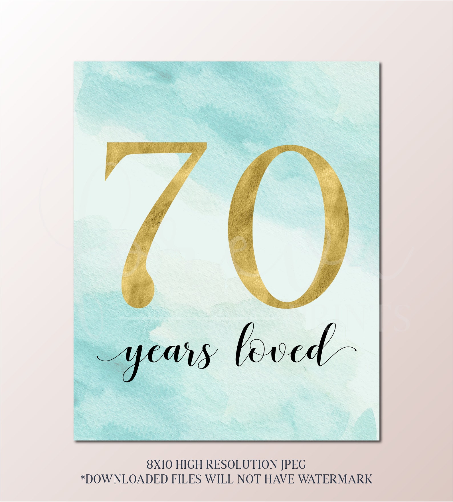 70th Birthday Signs Bundle - Blue Watercolour Party 2024 - Instant ...