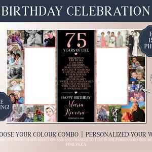 75th Birthday Photo Guestbook - 75 Years Custom Collage Guest Book Sign ...