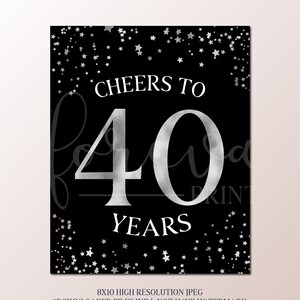 40th Birthday Signs Bundle - Black and Silver Party 2025 - Instant ...