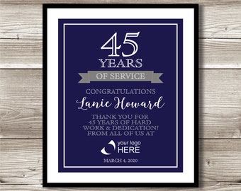 40 Year Work Anniversary Print Gift Idea Customizable Thank | Etsy UK