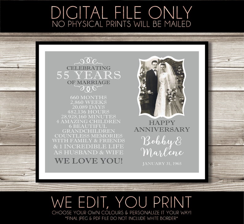 55 Year Wedding Anniversary Gift Idea Photo Gift 55th - Etsy 55 Year Wedding Anniversary Gift Idea Photo Gift 55th - Etsy