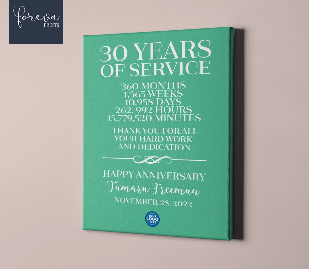 30 Year Work Anniversary - Custom Employee Recognition Gift Idea - 30th ...