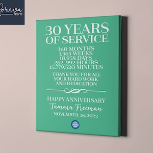 30 Year Work Anniversary - Custom Employee Recognition Gift Idea - 30th ...