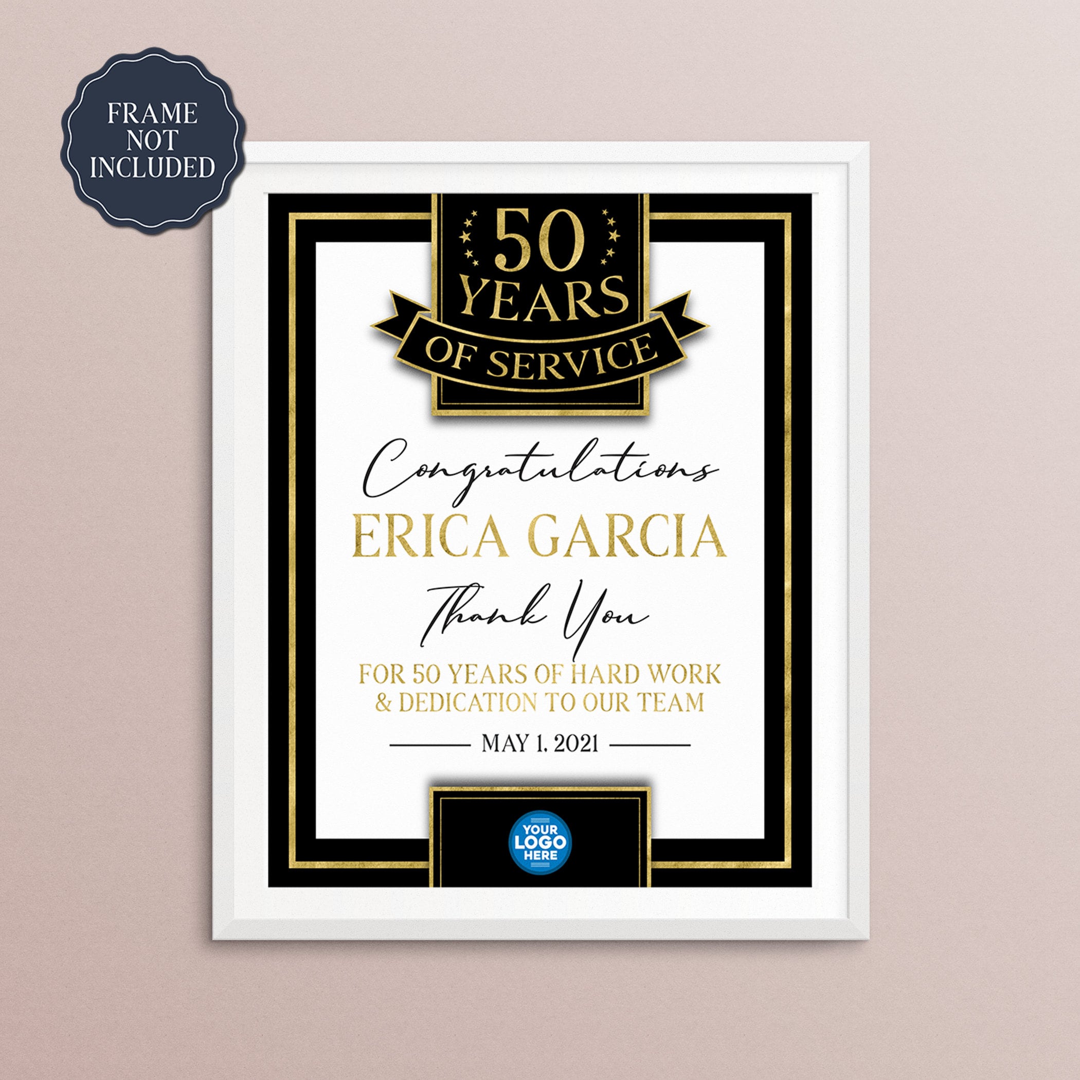 50th Work Anniversary Print, Work Gift Idea, Employee Anniversary Gift ...