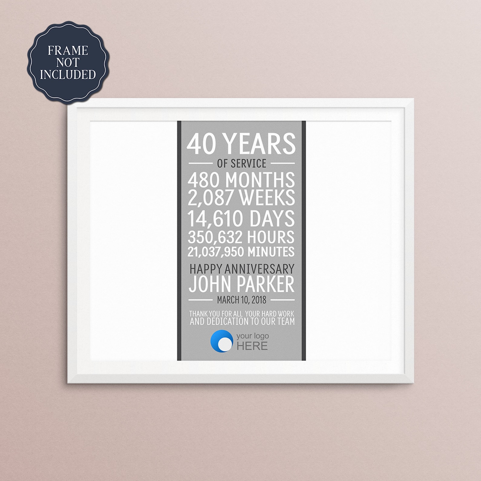 40th Work Anniversary Signatures, 40 Work Guest Book, Thank You Gift ...