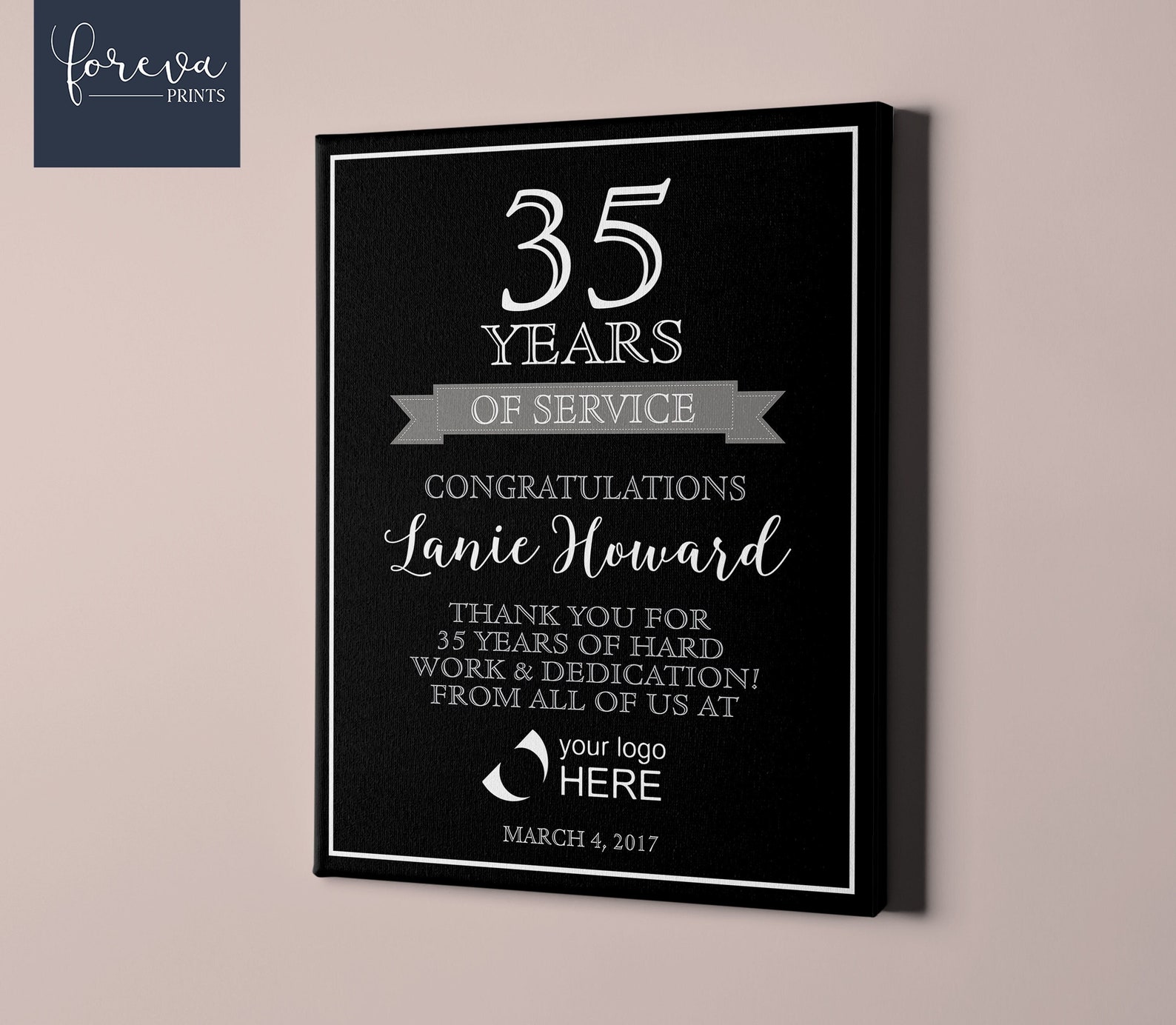35 Year Work Anniversary Print, 35th Work Anniversary, Personalized ...