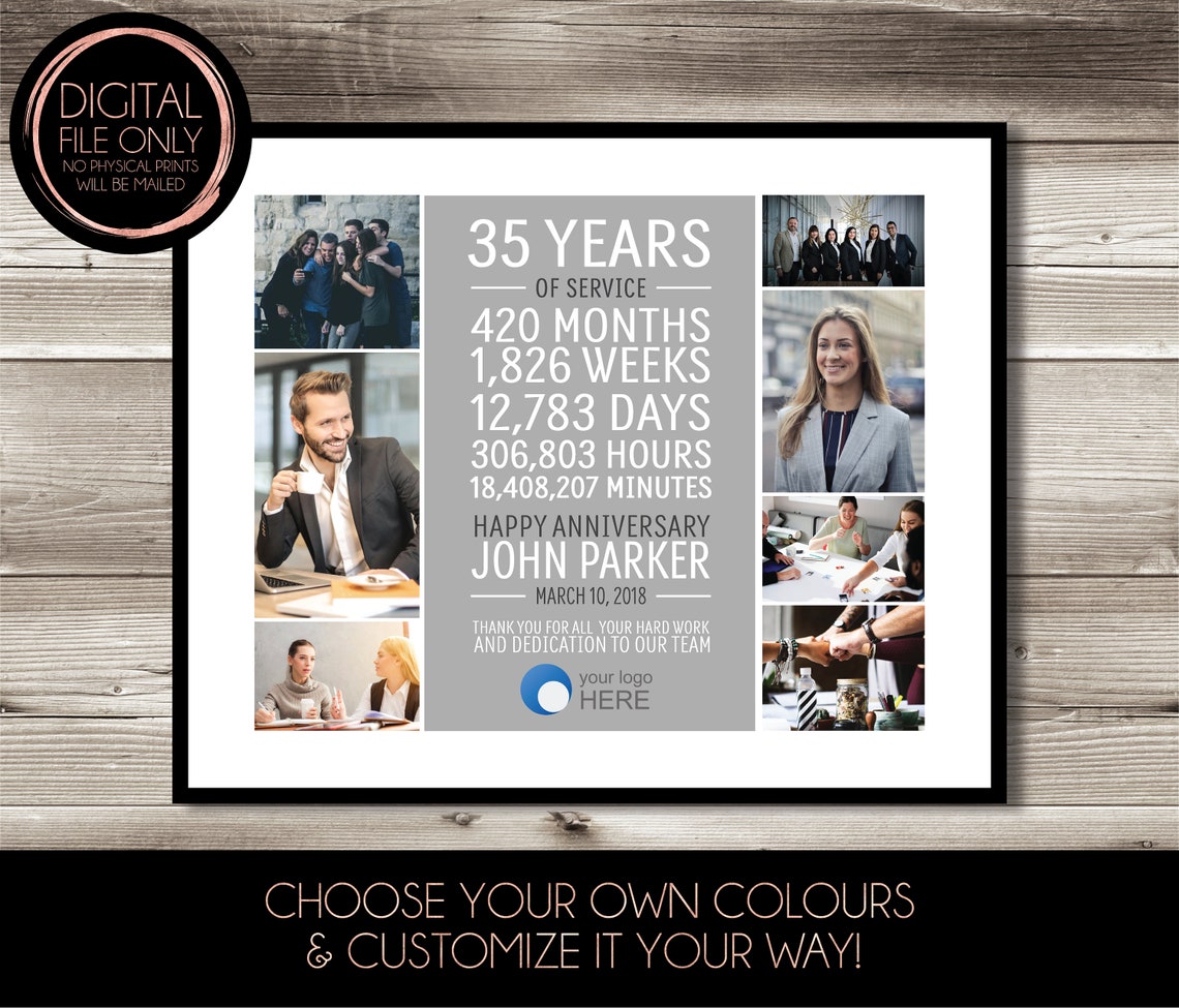 35 Year Work Anniversary Print Photo Collage digital print | Etsy