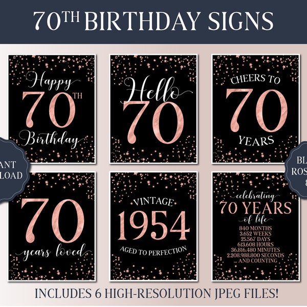 70th Birthday 8x10 Signs - Etsy