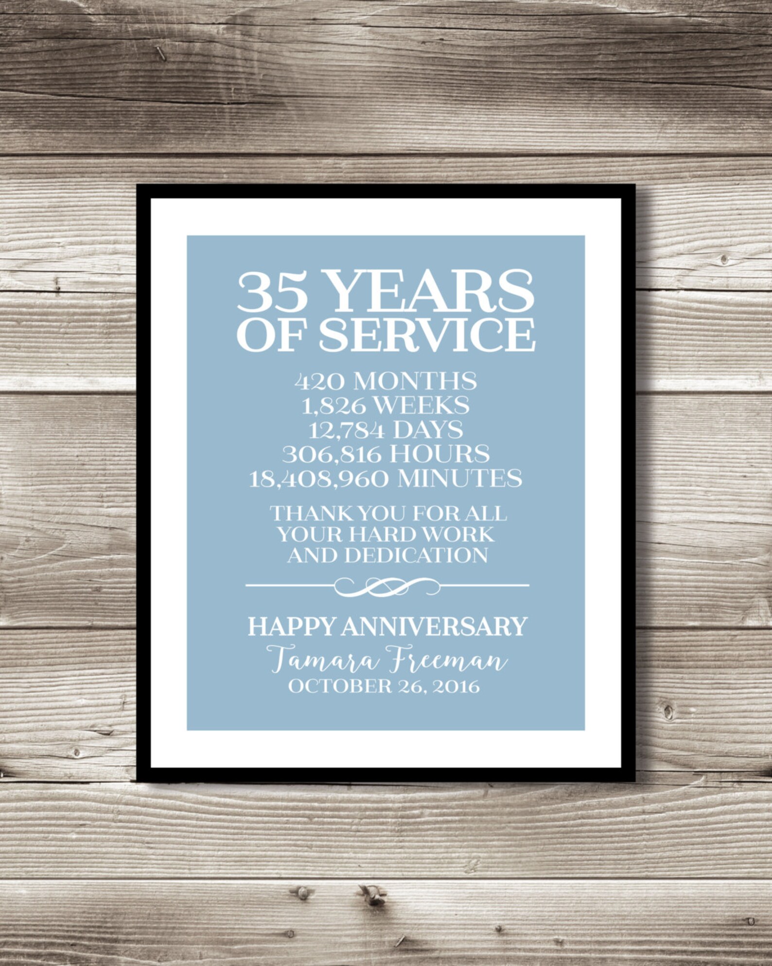35 Year Work Anniversary Print Gift Idea Customizable Thank | Etsy