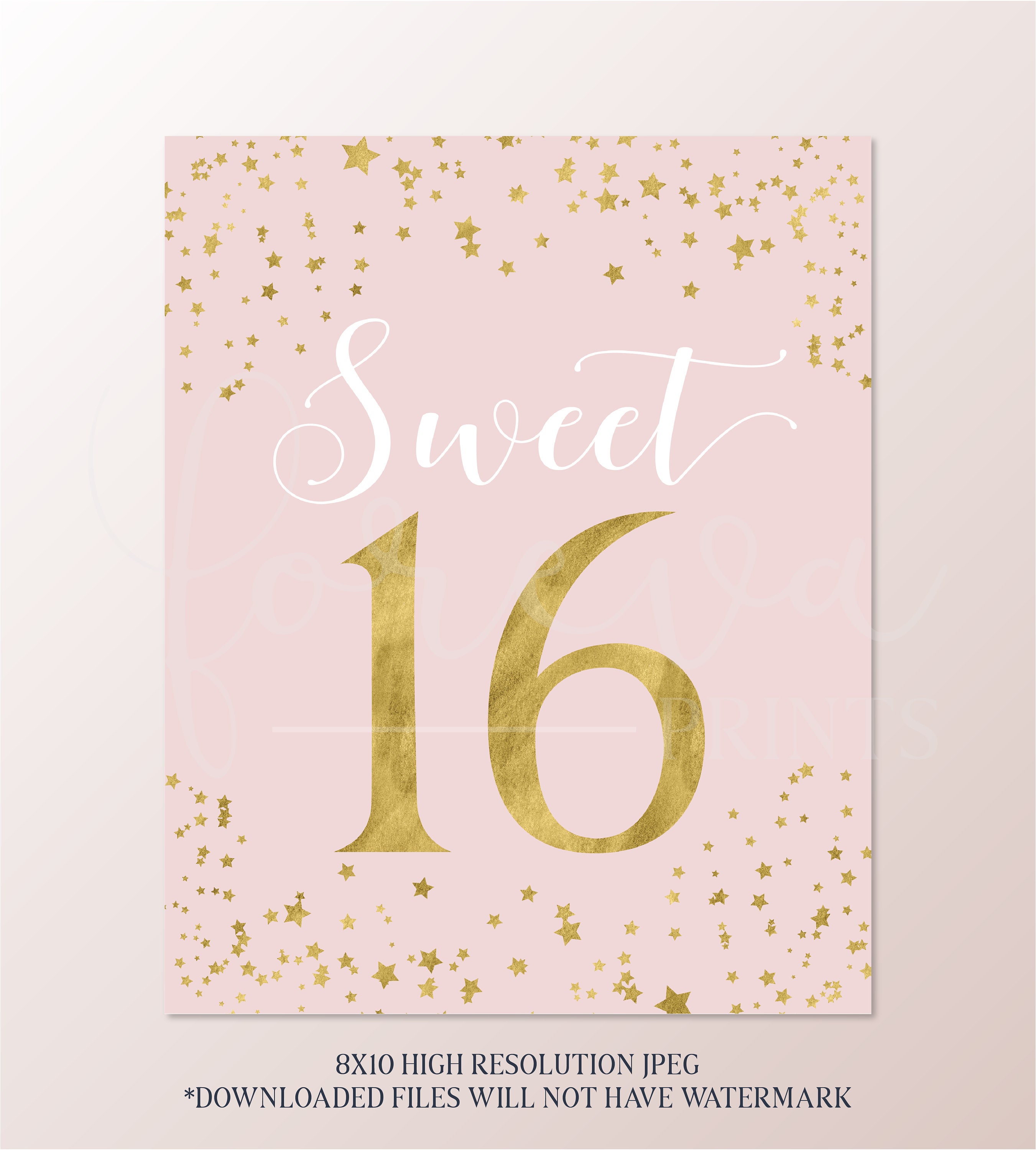 16th Birthday Printable Signs Bundle - Pink & Gold - Sweet 16 Birthday ...