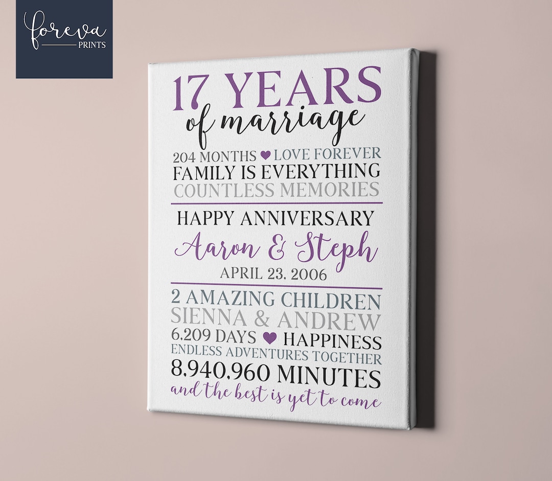 17th Wedding Anniversary Gift Idea - 17th Anniversary Gift for Him - 17 ...