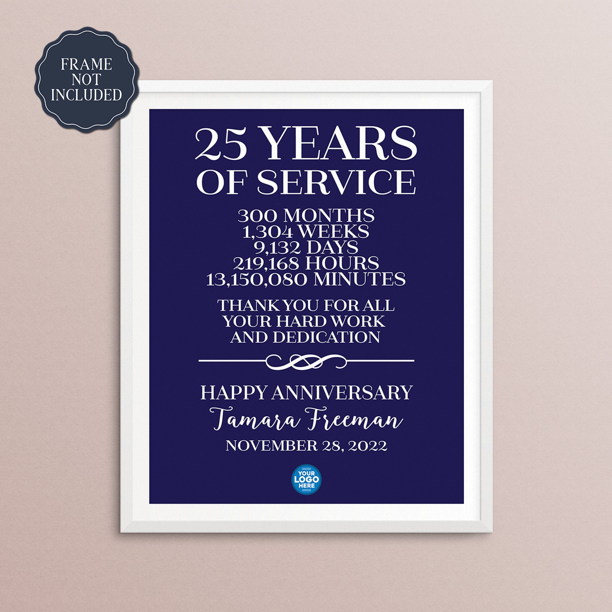 25 Year Work Anniversary Print Gift Idea Customizable Thank - Etsy UK