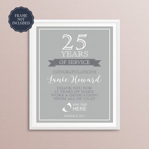 25 Year Work Anniversary - Custom Employee Recognition Gift Idea - 25th ...