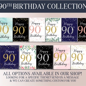 90th Birthday Signs Bundle - Black and Rose Gold Party 2024 - Instant ...
