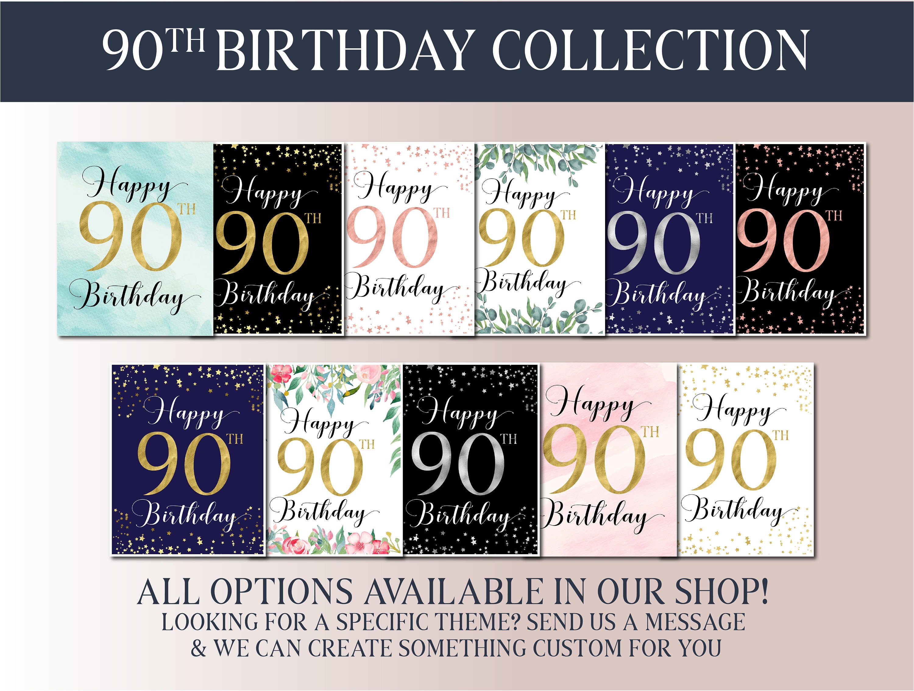 90th Birthday Signs Bundle - Floral Garden Party 2024 Flowers - Instant ...