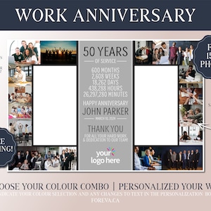 50 Year Work Anniversary Signature Photo Collage - 50th Work Employee ...