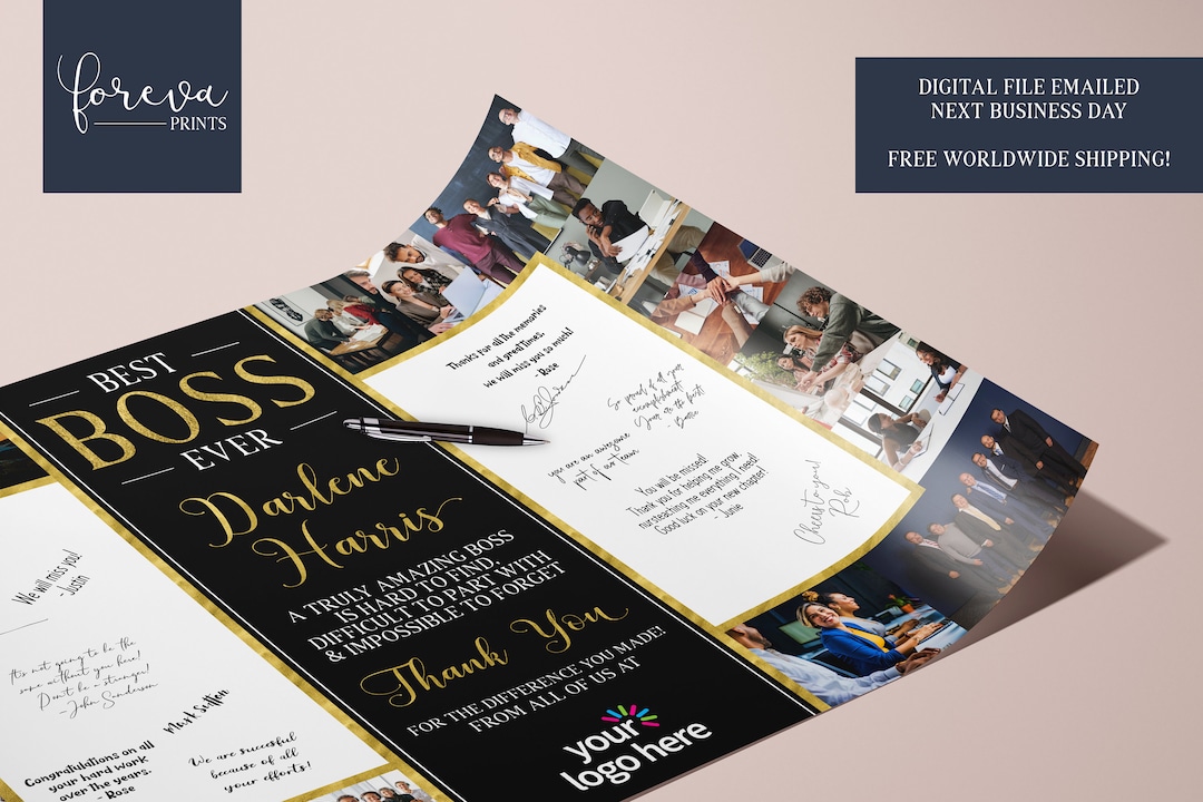 Best Boss Ever Photo Collage With Signatures - Boss Leaving Guestbook ...