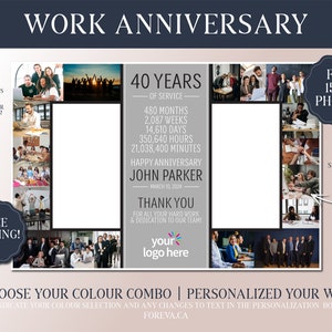 40 Year Work Anniversary Signature Photo Collage - 40th Work Employee ...