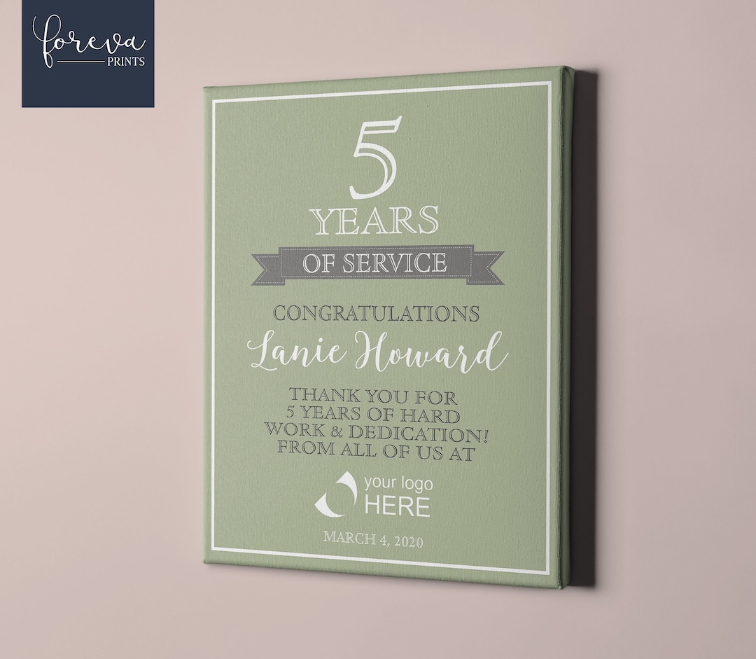 5 Year Work Anniversary Print, Gift Idea, Customizable, Thank You Gift ...
