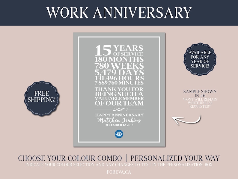 Work Anniversary Employee Appreciation Gift Idea - Days, Weeks, Months ...