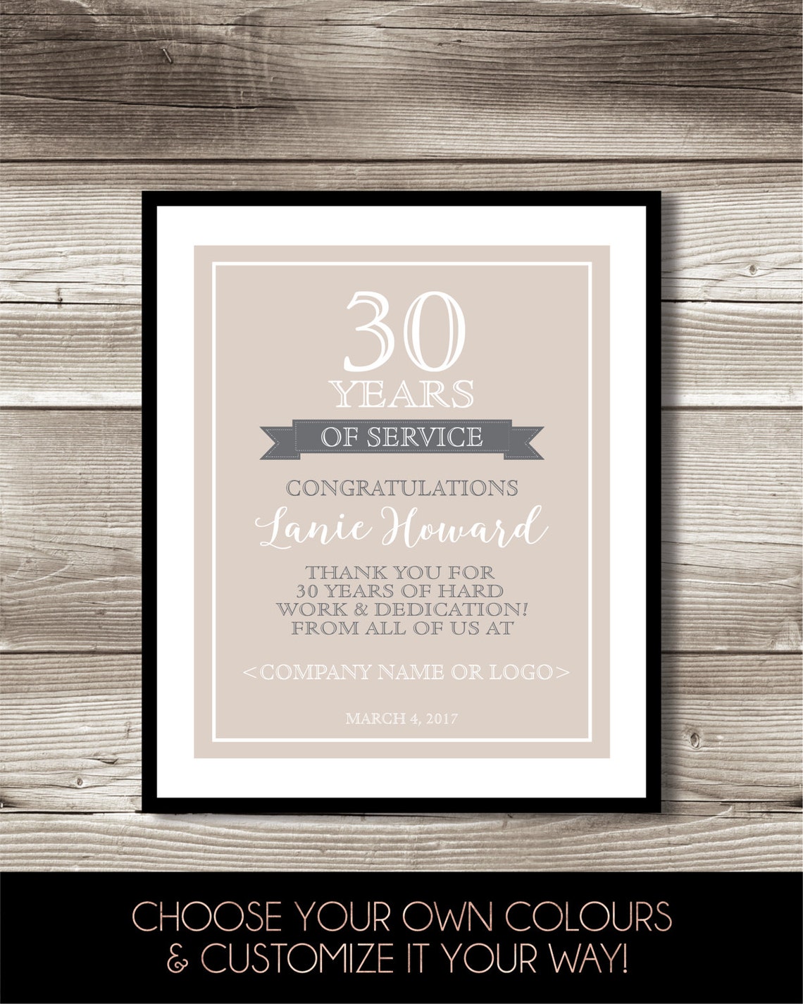 30 Year Work Anniversary Print 30th Work Anniversary Etsy Australia