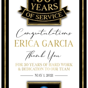 30th Work Anniversary Print, Work Gift Idea, Employee Anniversary Gift ...