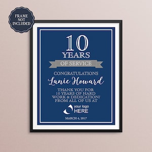 10 Year Work Anniversary Print 10th Work Anniversary Digital - Etsy Canada