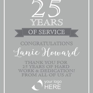 25 Year Work Anniversary - Custom Employee Recognition Gift Idea - 25th ...