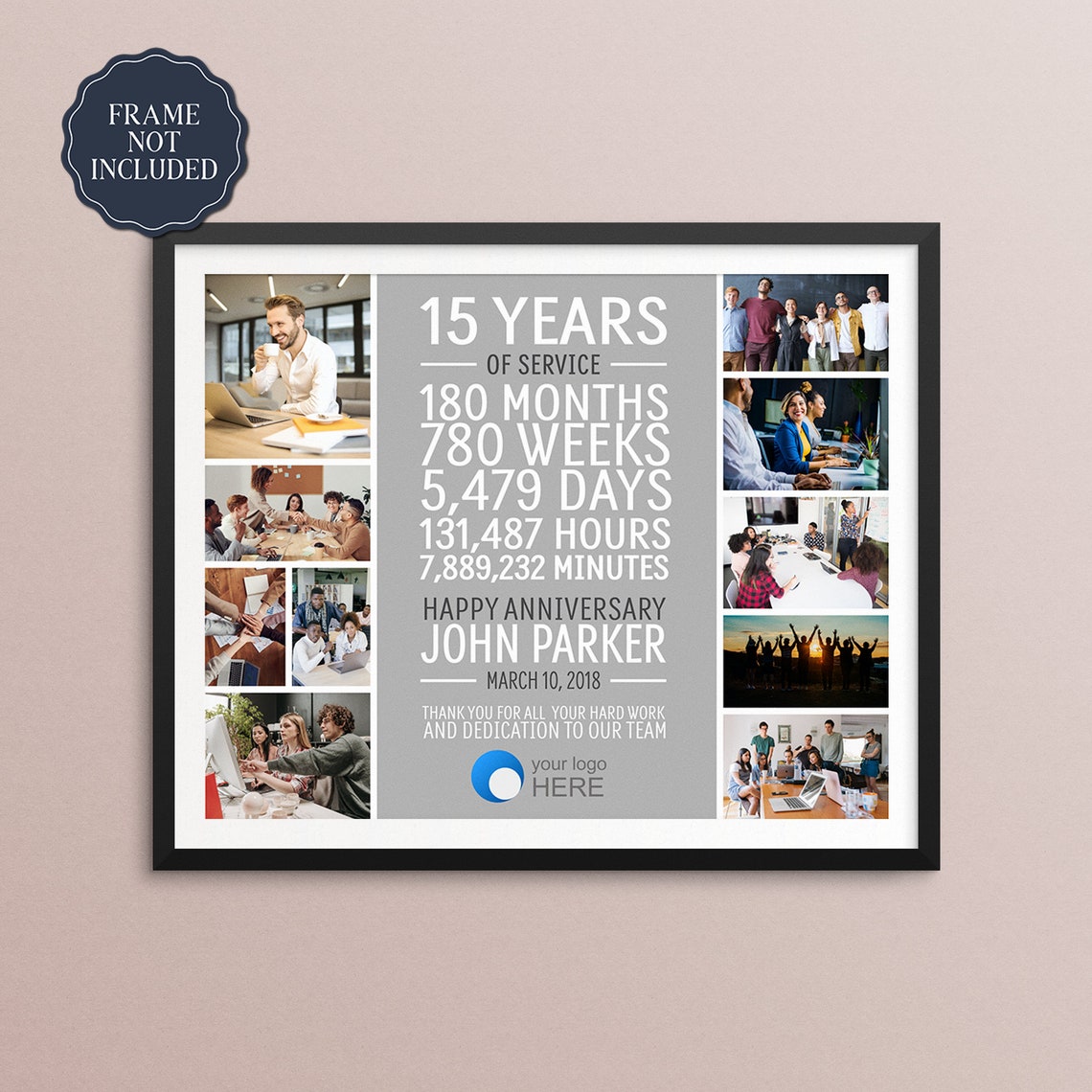 15th Work Anniversary Photo Collage, 15 Year Employee Anniversary ...