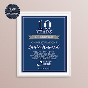10 Year Work Anniversary - Custom Employee Recognition Gift Idea - 10th ...