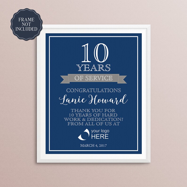 10 Year Work Anniversary - Custom Employee Recognition Gift Idea - 10th ...