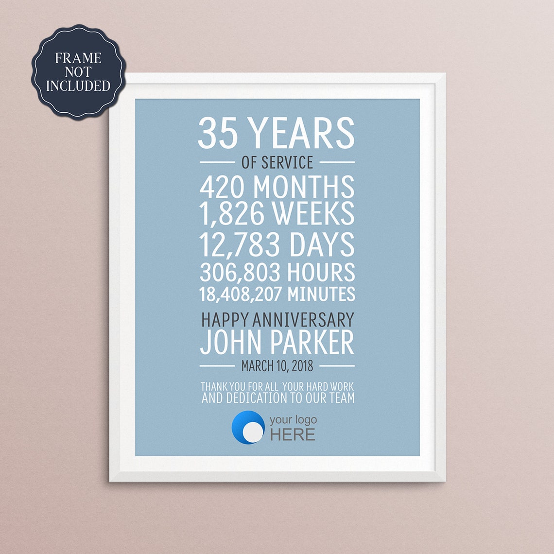 35 Year Work Anniversary - Custom Employee Recognition Gift Idea - 35th ...