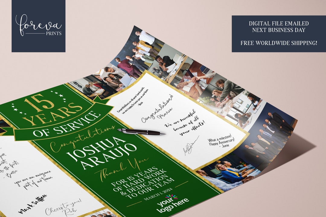 15 Year Work Anniversary Signature Photo Collage - 15th Work Employee ...