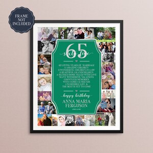 65th Birthday Custom Canvas - Photo Collage Poster for Men and Women ...