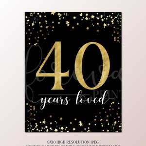 40th Birthday Signs Bundle - Black and Gold Party 2025 - Instant ...